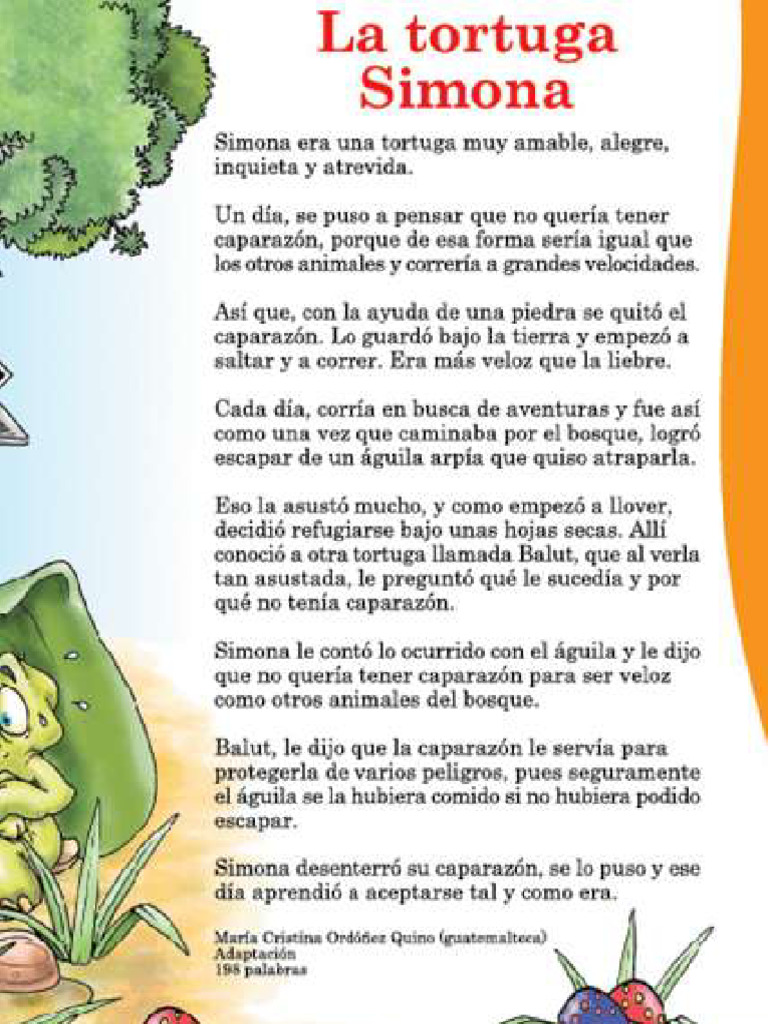 Cuestionario y Lectura La Tortuga Simona | PDF