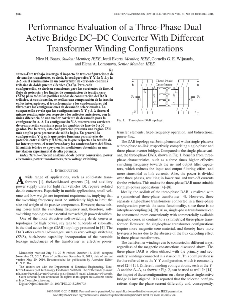 Performance Evaluation of A Three-Phase Dual Active Bridge DCDC ...