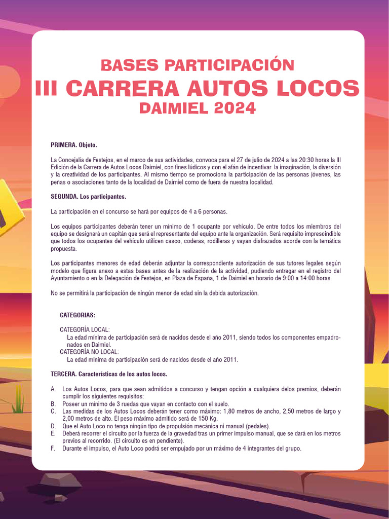Bases Autos Locos 2024 | PDF