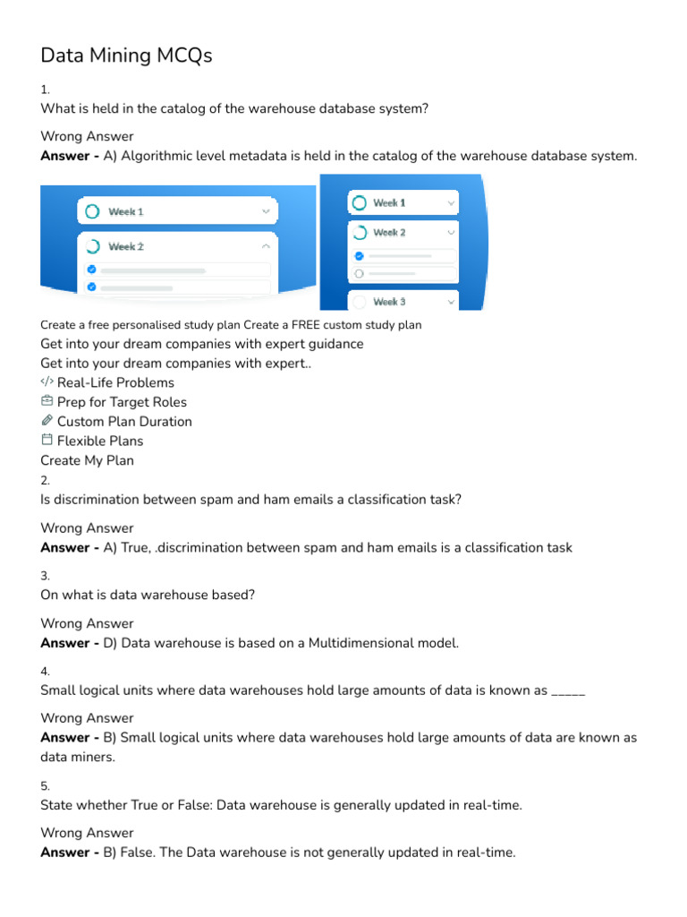 Top 50 Data Mining MCQs | PDF