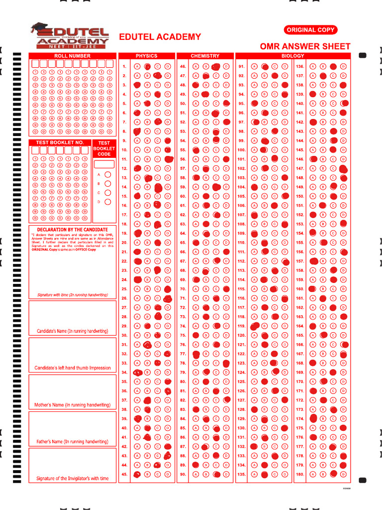 180 Questions OMR Sheet-4 | PDF