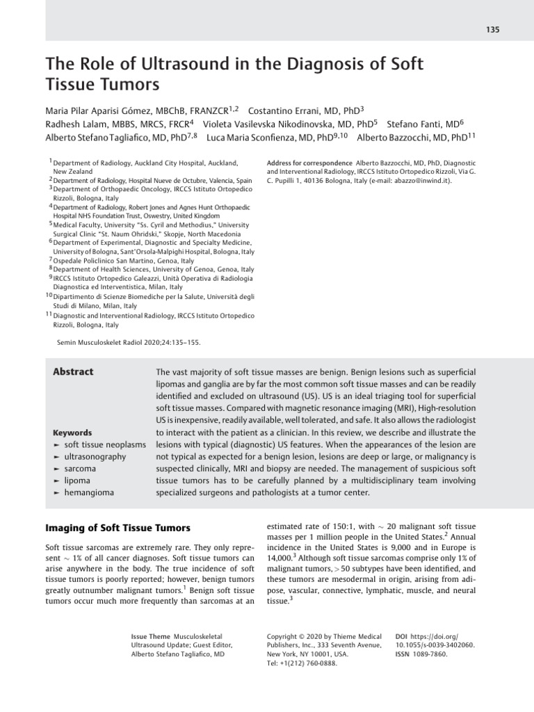 Ultrasound in Soft Tissue Tumor Diagnosis | PDF | Medical Ultrasound ...