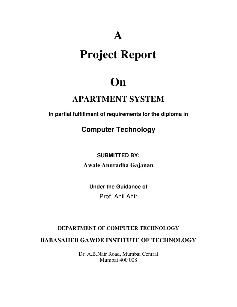 Apartment System Project Report | PDF
