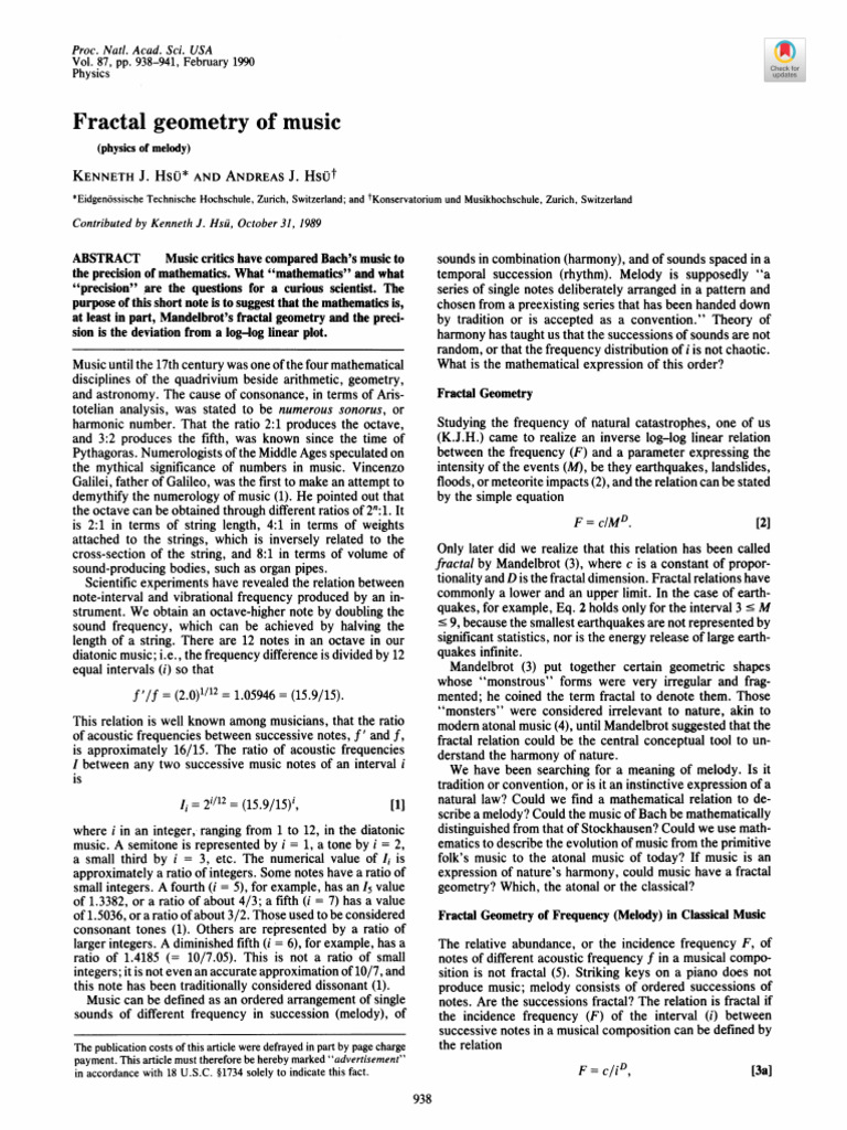 Fractal Geometry in Music Analysis | PDF | Interval (Music) | Mathematics