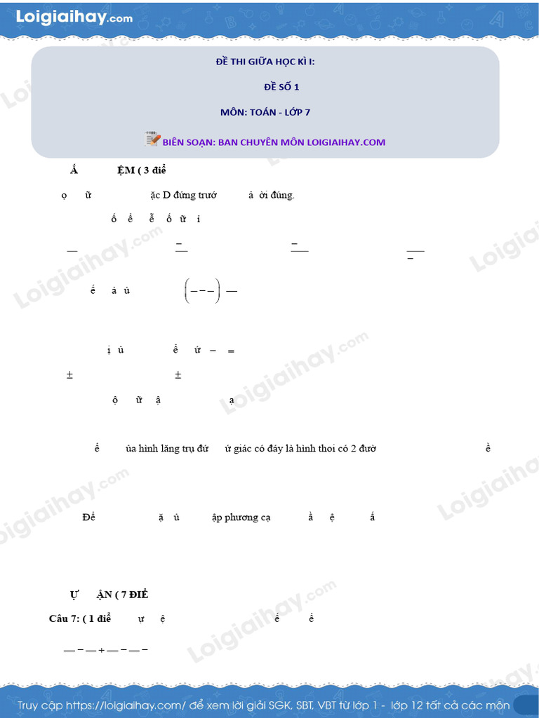 De Kiem Tra Giua Hoc Ki 1 Toan 7 de So 1 Chan Troi Sang Tao 1666174820 Pages Compressed | PDF