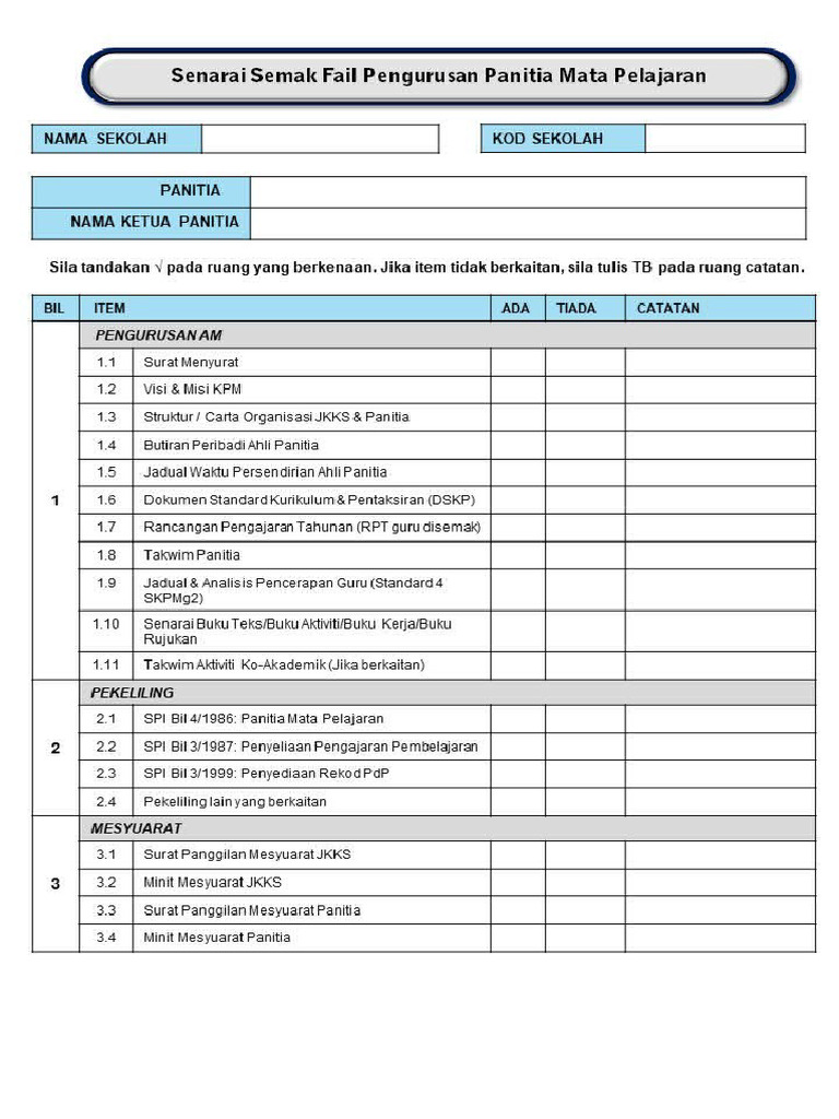 Template Fail Panitia Versi Percuma - by Cikgu Mu | PDF