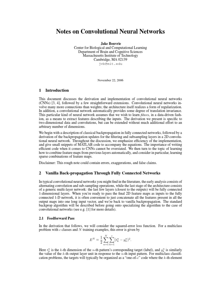 Convolutional Neural Network Tutorial | PDF | Computational Neuroscience | Artificial Neural Network