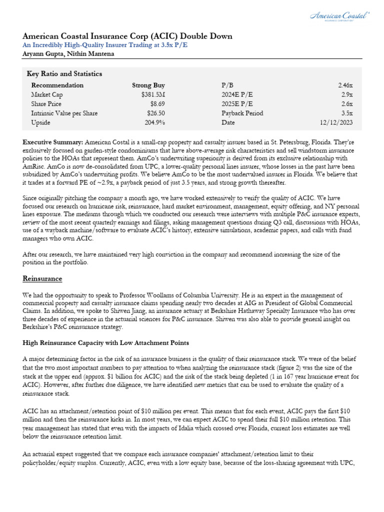 Acic_Final_Update_Substack_Vf | PDF | Reinsurance | Insurance