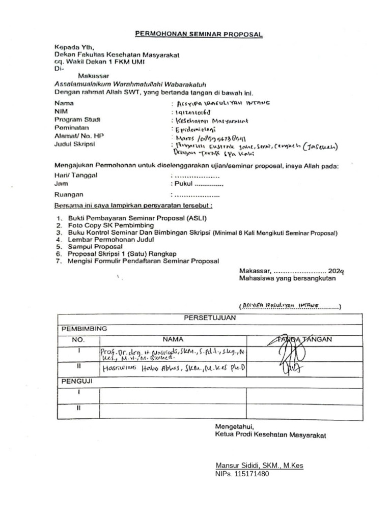 Lembar Permohonan Sempro | PDF