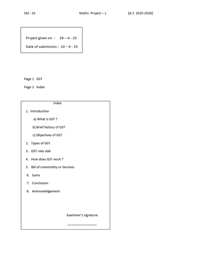 GST Project Overview and Calculations | PDF