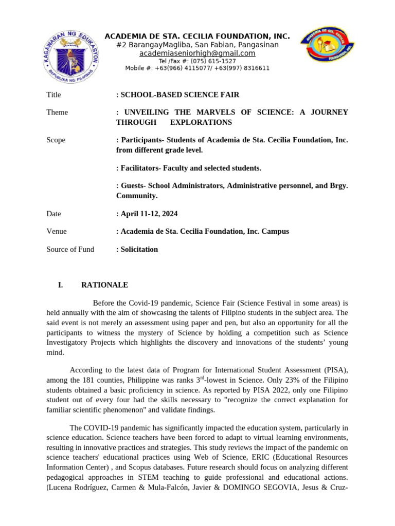 Science Fair Proposal | PDF | Science | Cognition
