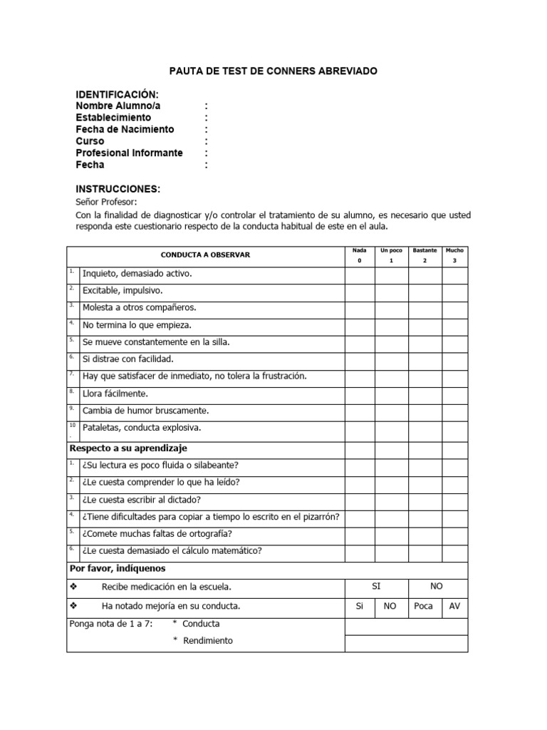 Test Conner | PDF | Aprendizaje