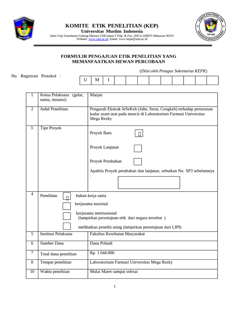 Form Etik Anja Baru | PDF