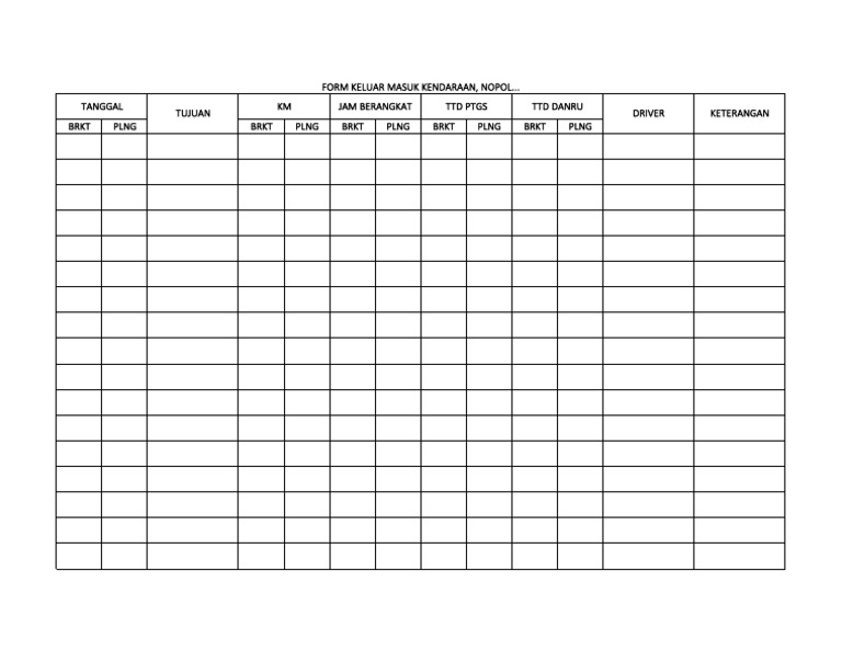 Form Keluar Masuk Kendaraam | PDF