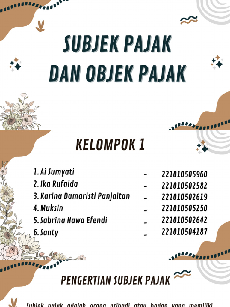 Subjek Pajak Dan Objek Pajak - Kelompok 1 | PDF