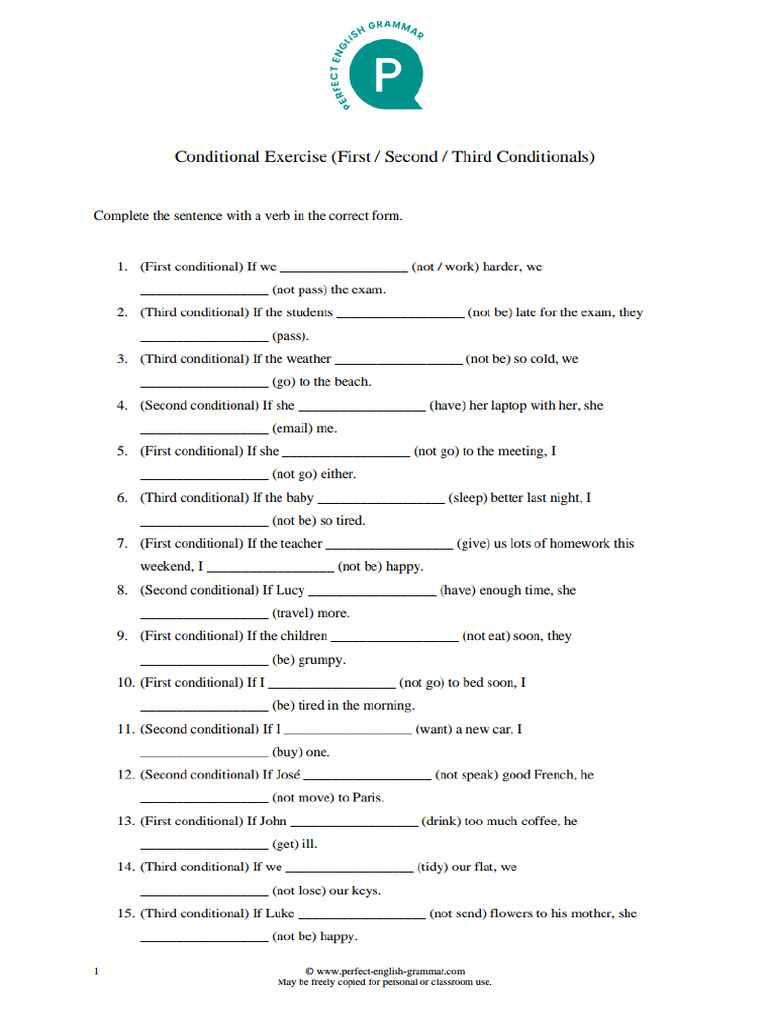 First Second Third Conditional Exercise | PDF