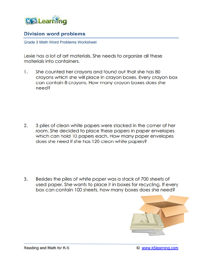Grade 3 Division Word Problems A1 | PDF