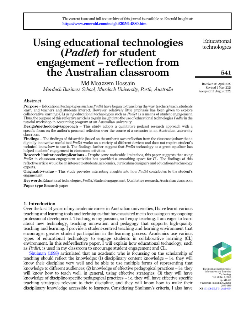 Enhancing Student Engagement with Padlet | PDF | Educational Technology ...