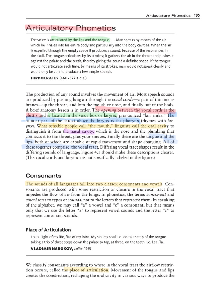 1 Articulatory Phonetics Consonants | PDF