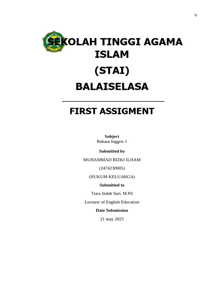 Fifth Assignment - Muhammad Rizki Ilham - Bahasa Inggris1-1-1 | PDF