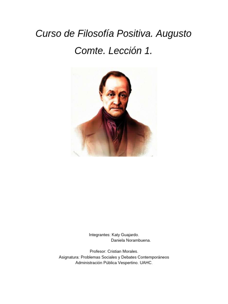 Ensayo Comte | PDF | Positivismo | Science