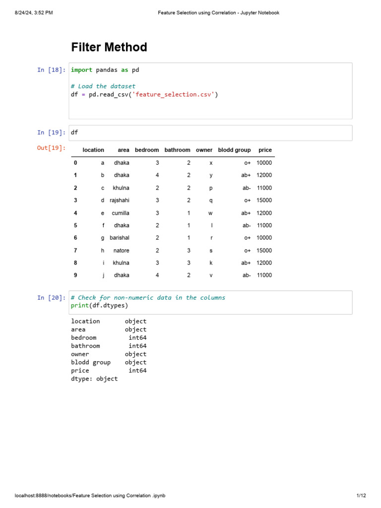 Feature Selection Using Correlation - Jupyter Notebook | PDF | Computer Programming