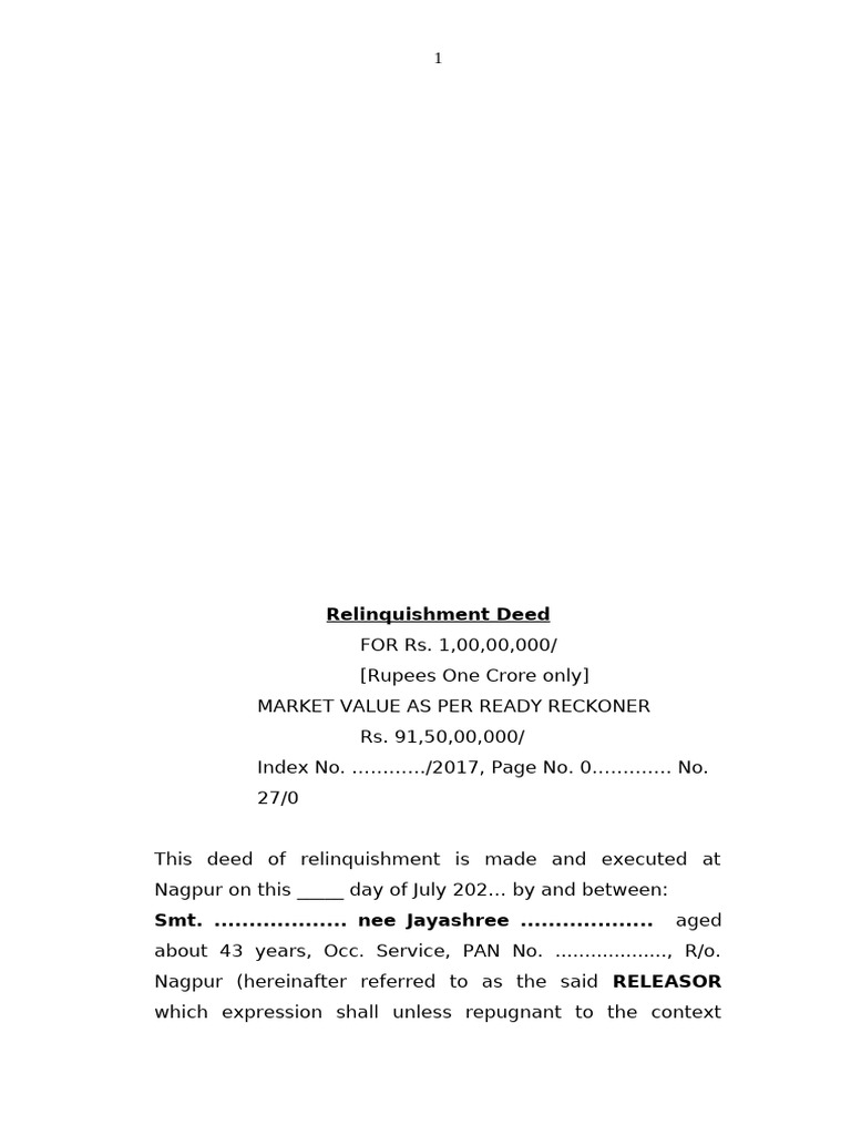Relinquishment Deed BLANK | PDF | Common Law | Private Law