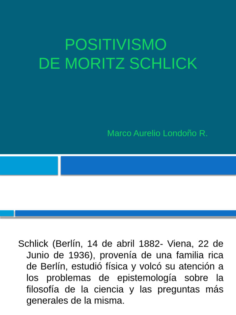 Moritz Schlick y el Positivismo Lógico | PDF