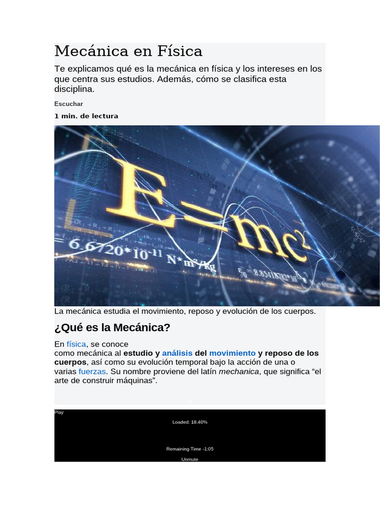 Qué es la Mecánica en Física | PDF | Mecánica | Física