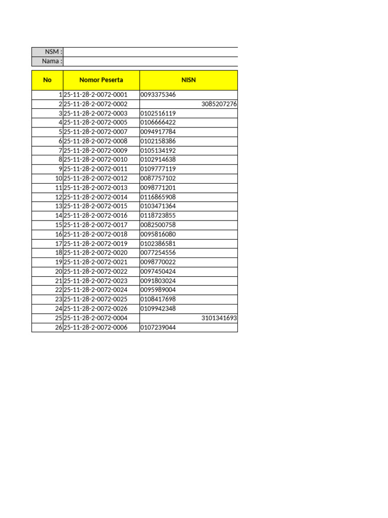 Template Data Siswa | PDF
