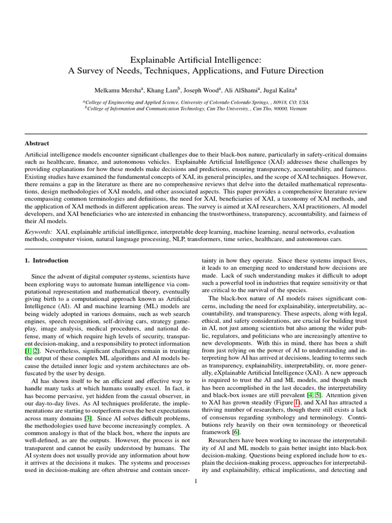 Explainable Artificial Intelligence: A Survey of Needs, Techniques, Applications, and Future ...