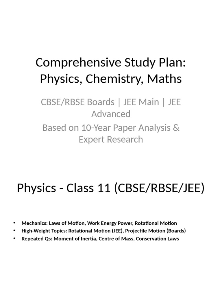 Comprehensive Study Plan | PDF