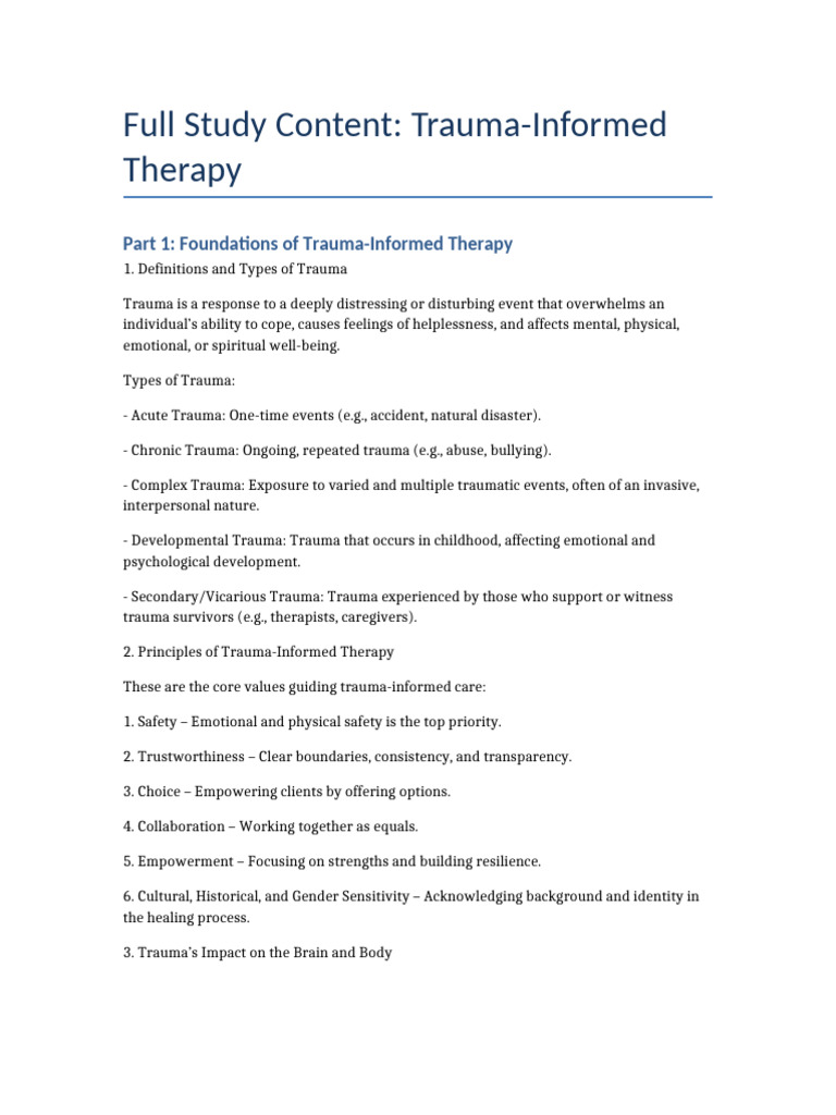 Full Trauma Informed Therapy Content | PDF | Psychological Trauma ...