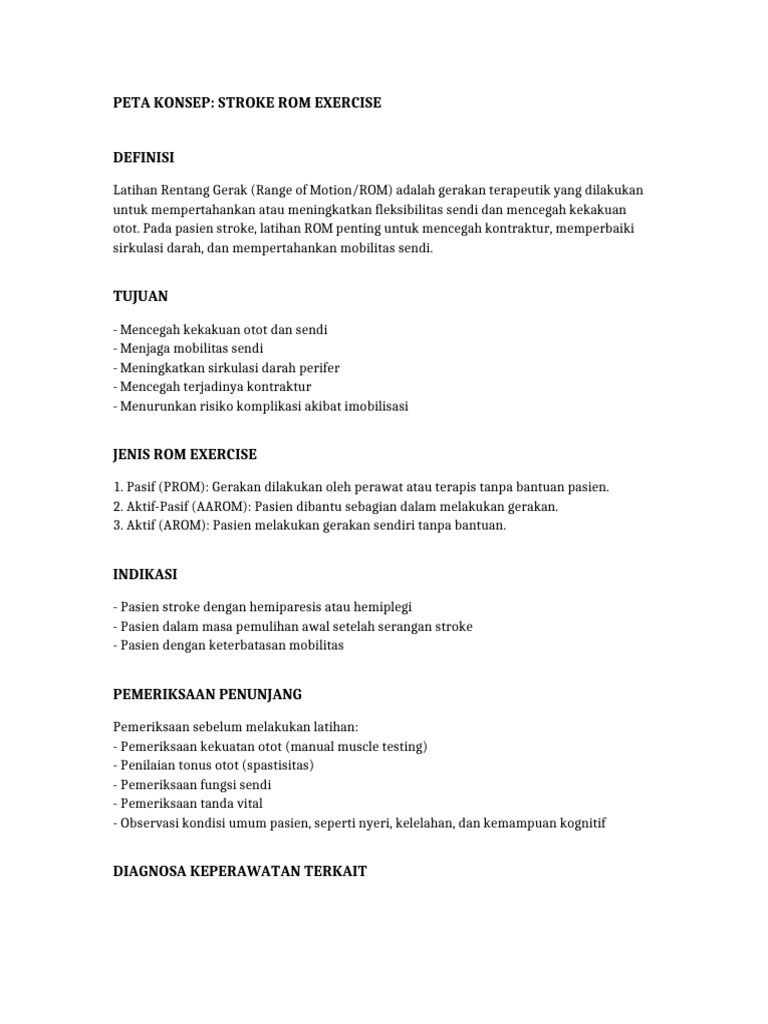 Peta Konsep Stroke ROM Exercise | PDF