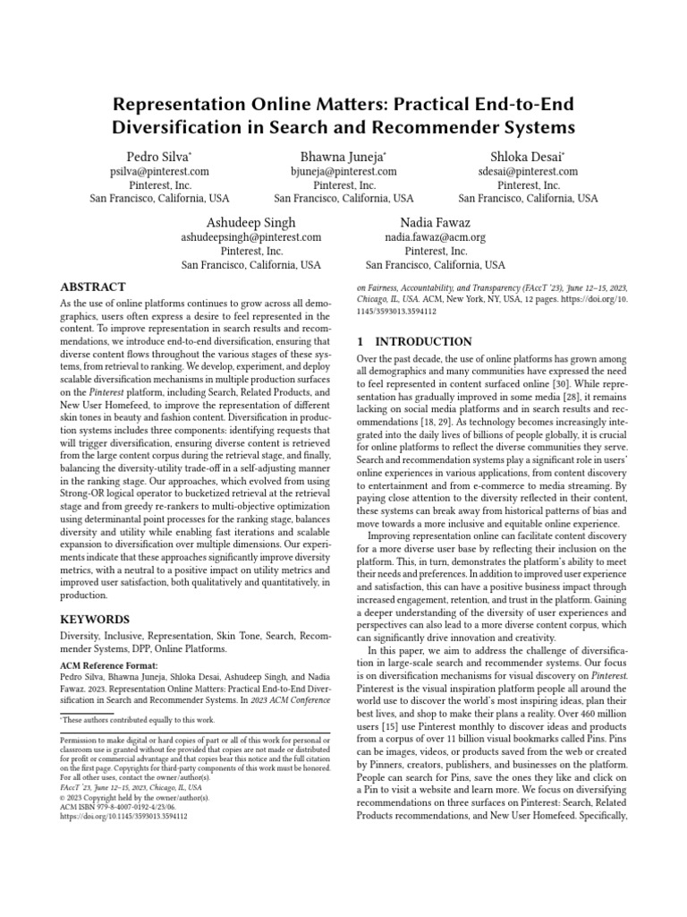 Representation Online Matters - Practical End-To-End Diversification in Search and Recommender ...