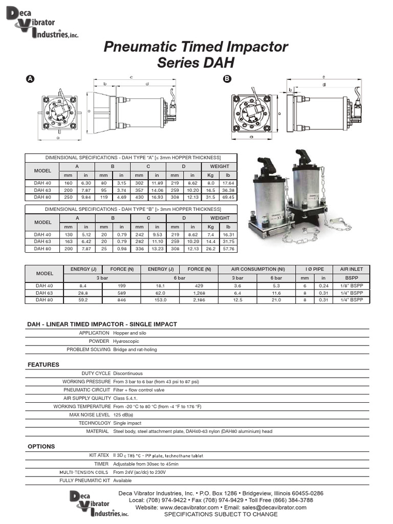 DAH Series Pneumatic Timed Impactor | PDF | Gas Technologies | Equipment