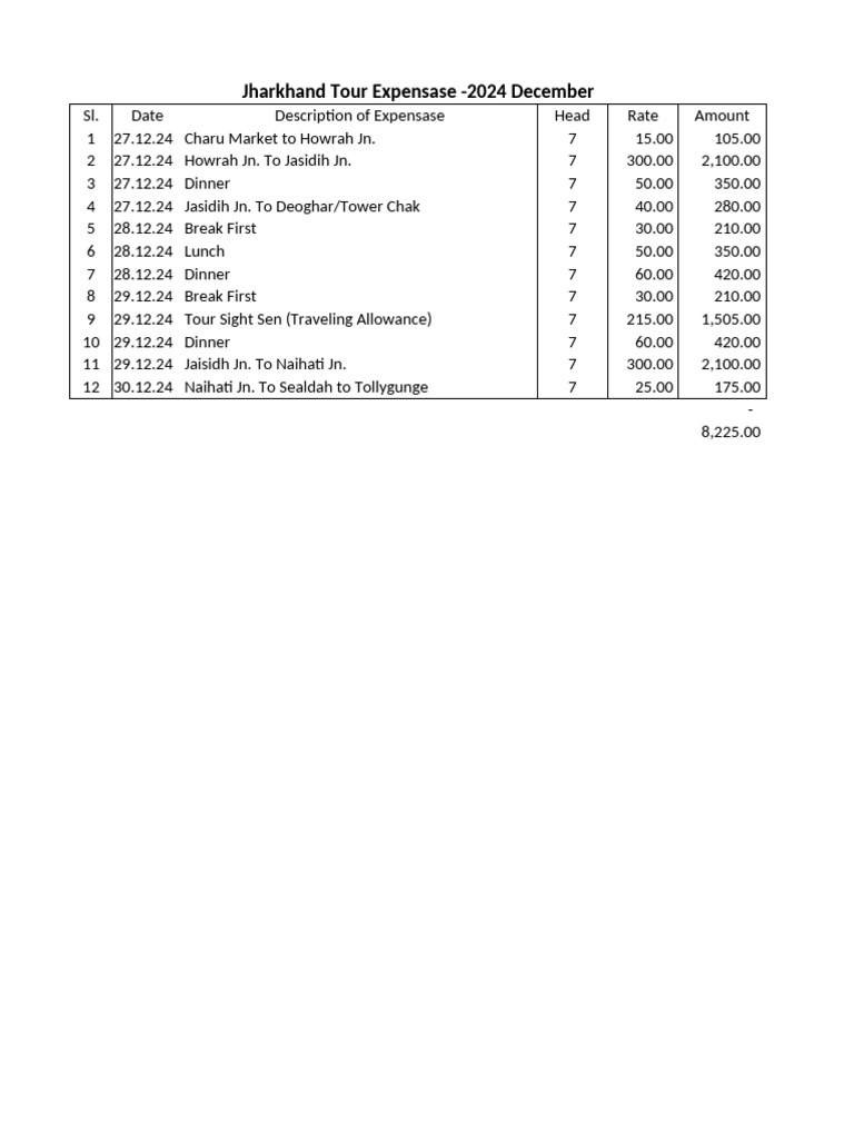 Tour Expense 2024 | PDF