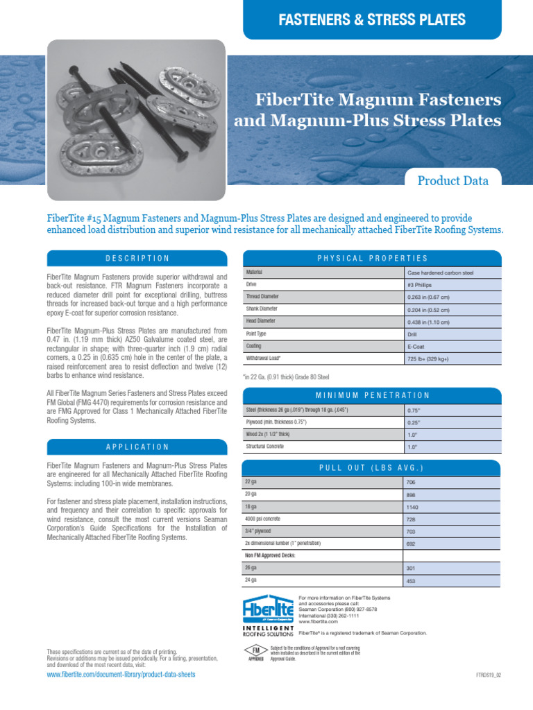 FiberTite Fasteners & Stress Plates Guide | PDF | Steel | Stress ...