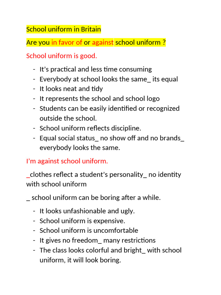 Debate School Uniform | PDF