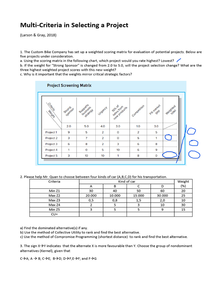 1.2. Exercise - Multi-Criteria in Selecting A Project | PDF