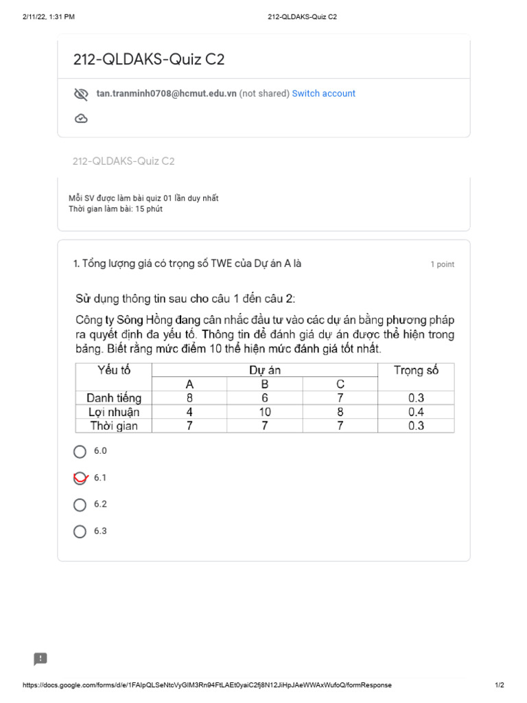 Quiz QLDA 11 02 2022 | PDF