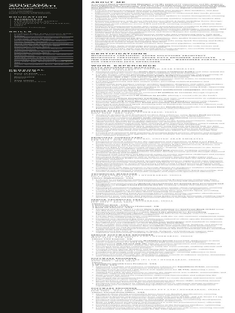 Sridhar Avulapati - Data Engineering Manager | PDF | Apache Spark | Cloud Computing