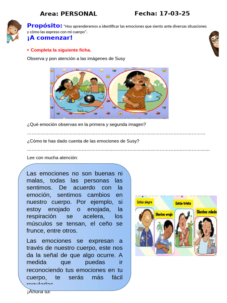 Ficha p.s. Soy Consciente de Mis Emociones | PDF