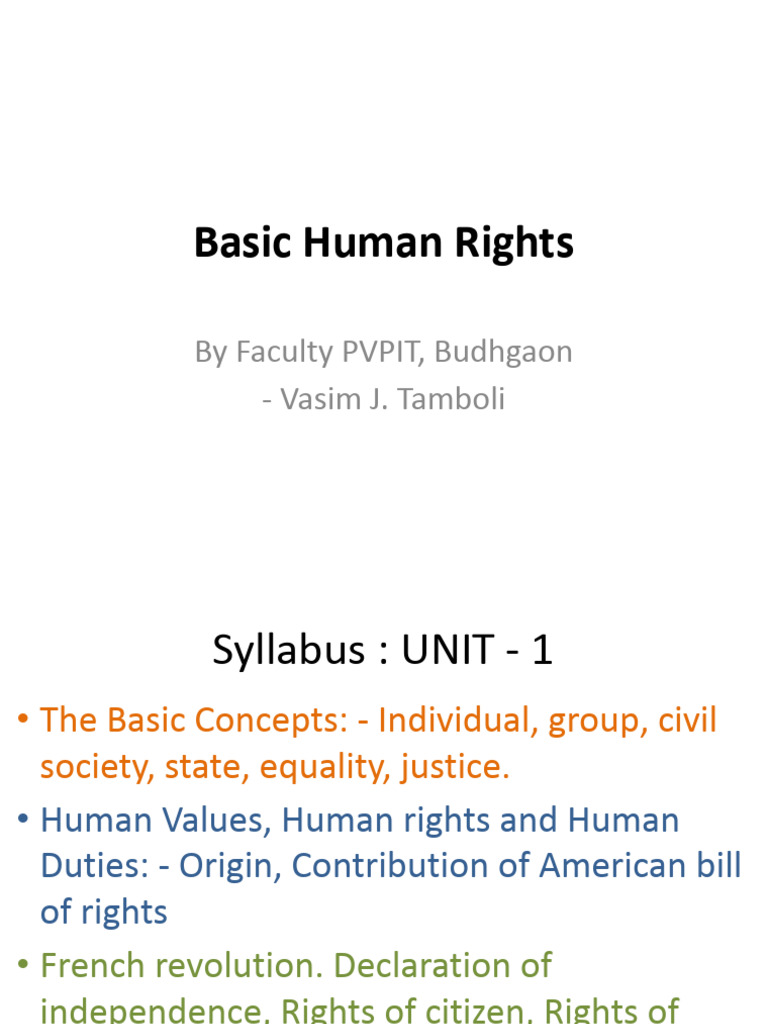 Basic Human Rights - Unit - 1 | PDF | Human Rights | Political Science