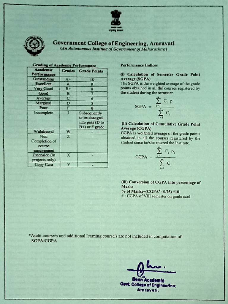 Cgpa To Percentage Conversion Document of Gcoea | PDF