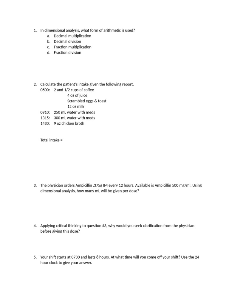 Math Competency 1-1 For MTH107 | PDF | Dose (Biochemistry) | Chemistry