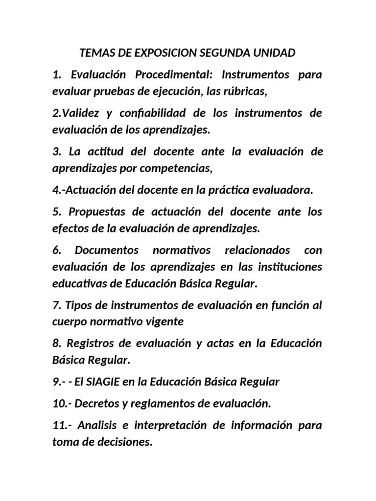 Temas de Exposicion Segunda Unidad | PDF