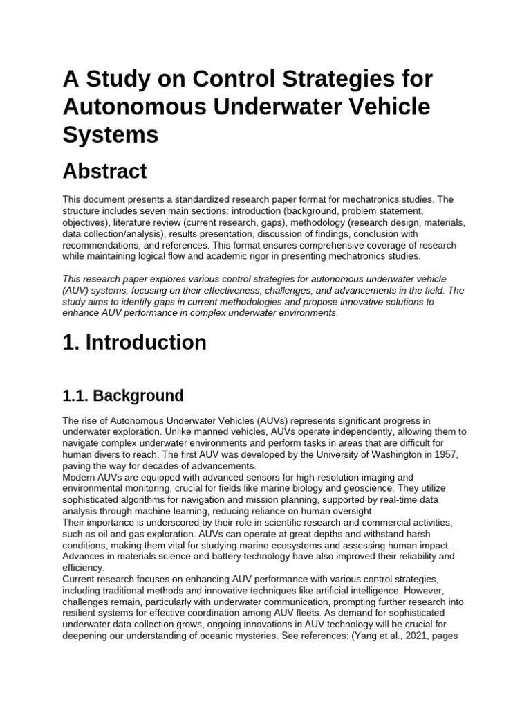 A Study On Control Strategies For Autonomous Underwater Vehicle Systems | PDF | Simulation ...