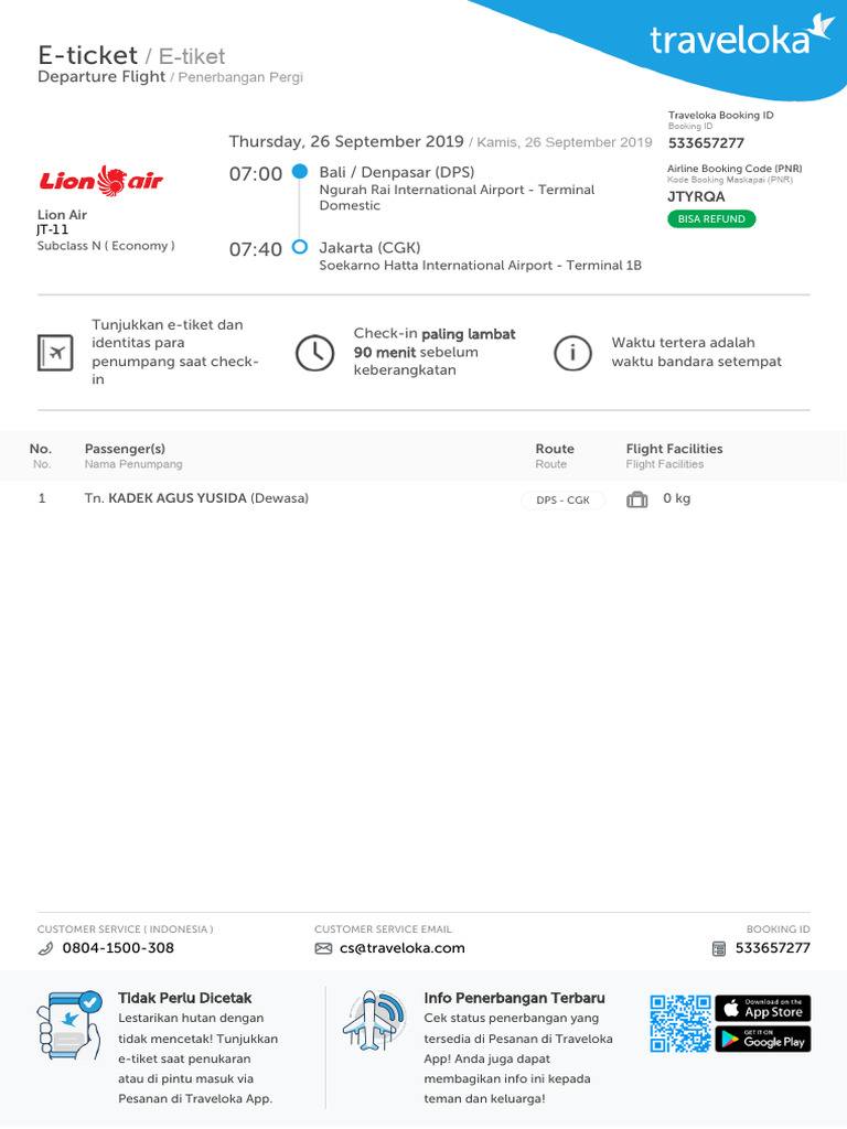 Dps Jtyrqa CGK Flight Originating | PDF