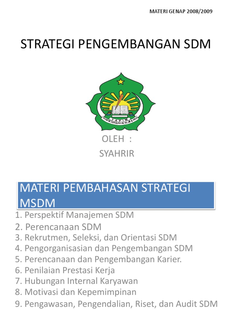Strategi Pengembangan SDM | PDF